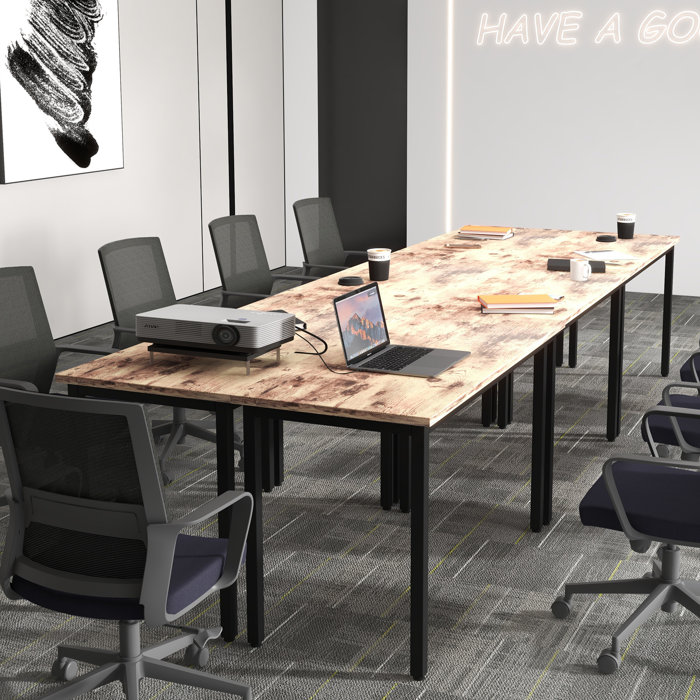 Inbox Zero Misha Pivit 12FT Modular Rectangular Conference Table, Modern Seminar Table(Set of 6 ...